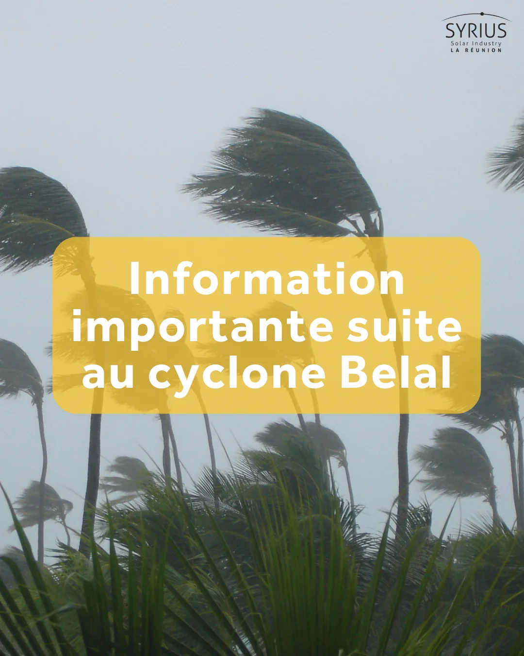 Syrius Réunion : Mise à jour post-cyclone Belal